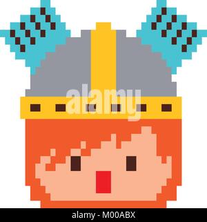 pixel character face knight with helmet game Stock Vector Image & Art ...
