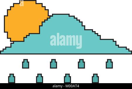 pixelated cloud sun and rain drops climate Stock Vector Image & Art - Alamy