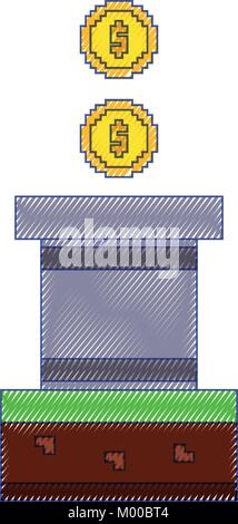 pixeled golden coin treasure score Stock Vector Image & Art - Alamy