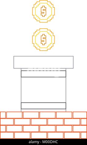 pixeled golden coin treasure wall brick video game Stock Vector Image ...