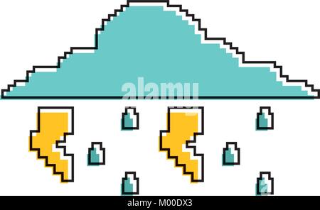 pixelated cloud rain thunderbolt storm weather Stock Vector Image & Art ...