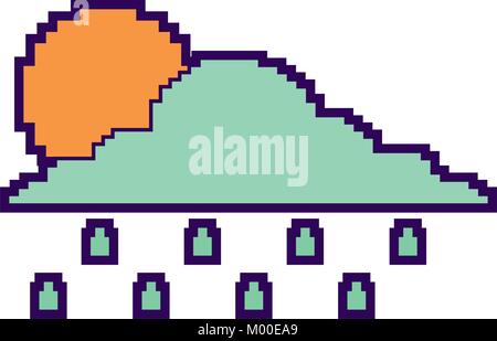 pixelated cloud sun and rain drops climate Stock Vector Image & Art - Alamy