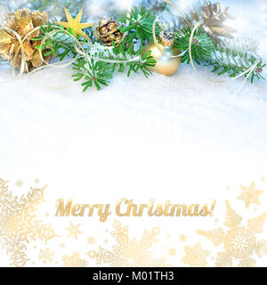 Golden snowflakes on a white square background Stock Photo - Alamy