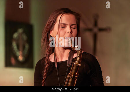 The Norwegian saxophonist Mette Henriette performs a live concert at St ...