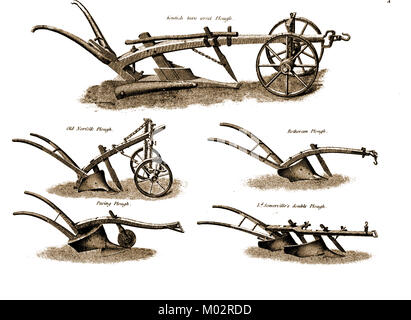 old norfolk plough plow tool farming cultivation soil Frame Three Stock ...