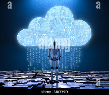 3d rendering circuit cloud with humanoid robot Stock Photo - Alamy