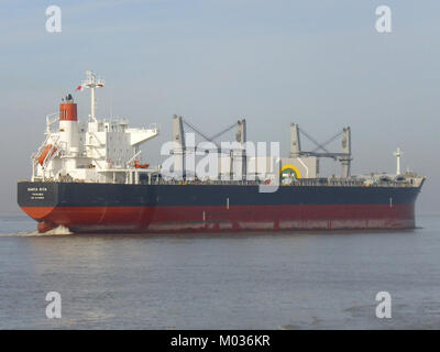 This image shows the bulk carrier ship 'Sheaf Mount' being towed on the ...