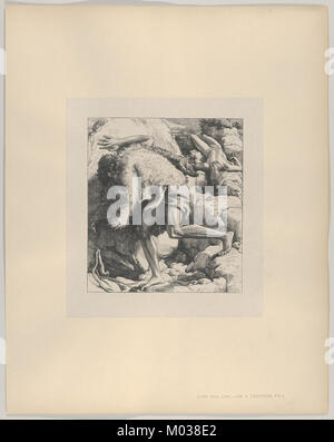 This artwork depicts the biblical scene of Cain slaying Abel ...