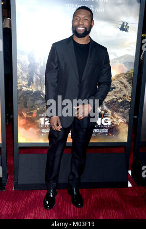 Actor Trevante Rhodes attends the world premiere of '12 Strong' at Jazz ...