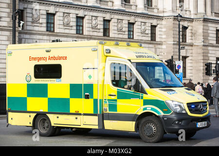 A London Ambulance Service Mercedes-Benz Sprinter (2015) responding to ...