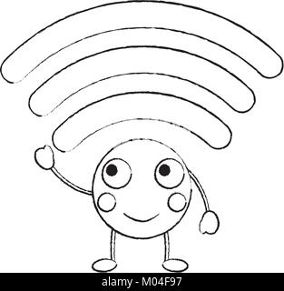 happy wifi kawaii icon image Stock Vector Image & Art - Alamy