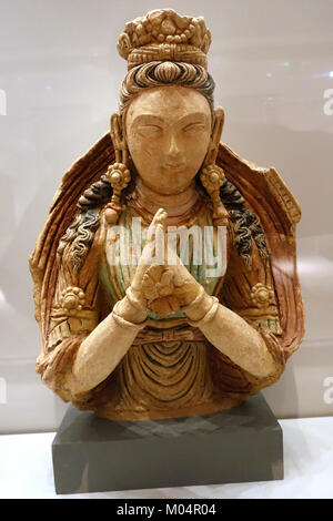 The bust of a Devata from the 5th-6th century AD is a painted clay ...