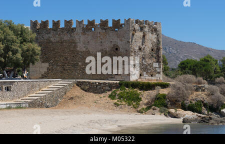 Bourtzi Castle, located at the harbor of Karystos in Euboea, Greece, is ...