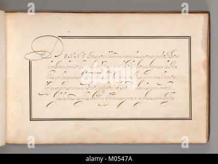 A calligraphic exercise in French cursive script exemplifies 18th ...