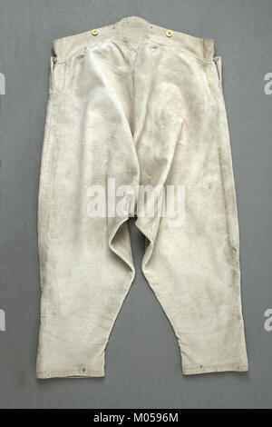 A pair of historical breeches, dated to the 18th century, part of the ...