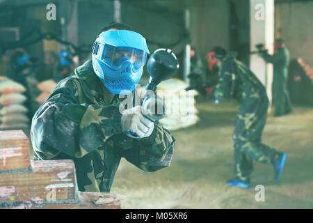 Player in blue mask is targeting in opponent in battlefield in ...