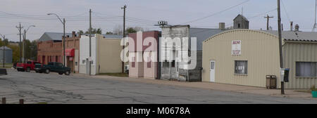 Historic illustration of downtown Bruno, Nebraska, showing streetscape ...