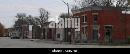 Historic illustration of downtown Bruno, Nebraska, depicting streets ...