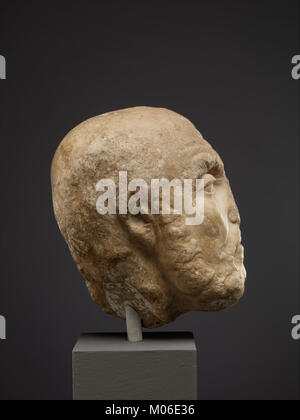 A marble portrait head of Chrysippos, an ancient Greek philosopher ...