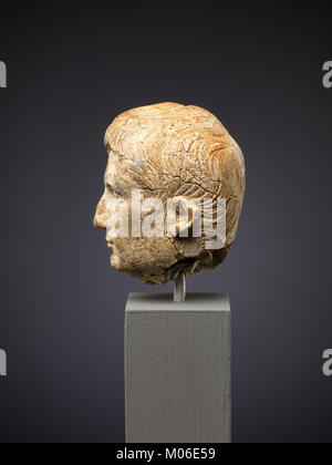 This ivory portrait head represents the Roman Emperor Augustus ...