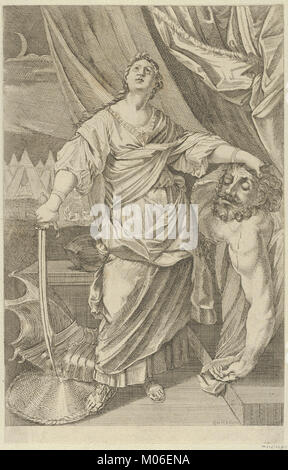 This dramatic painting depicts Judith holding the head of Holofernes, a ...
