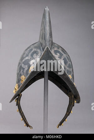 Morion helmet from the 16th century, featuring broad brim and high ...