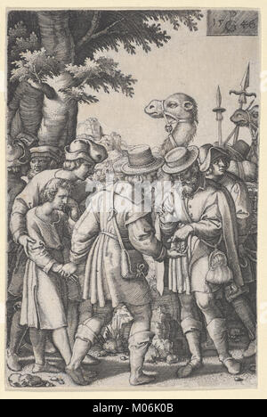 This artwork depicts the biblical scene of Joseph’s bloody coat being ...