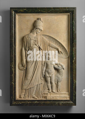 This artwork represents Minerva, Roman goddess of wisdom and war, shown ...