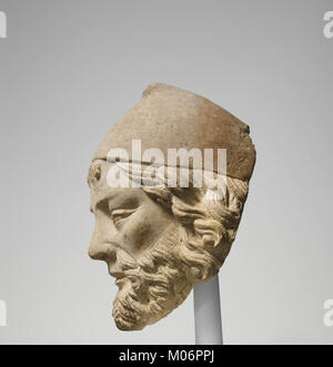 A limestone head of Joseph, likely from a religious or historical ...