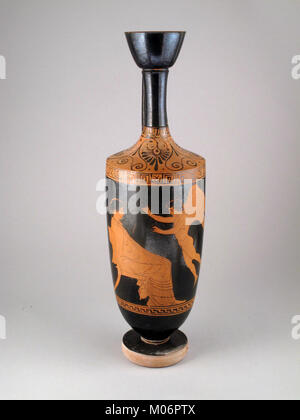 A Greek lekythos, a type of pottery used in funerary practices ...