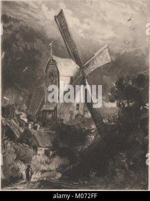 This artwork depicts a mill near Brighton, showcasing a historical ...