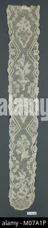 A historical textile lappet with detailed embroidery, reflecting ...