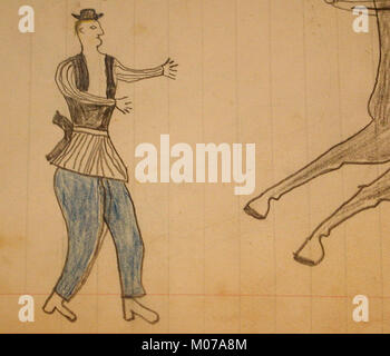 This ledger drawing captures detailed sketches of historical figures ...