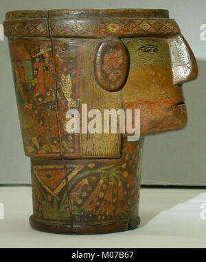 This Kero, a ceremonial drinking vessel, is a fine example of Inca art ...
