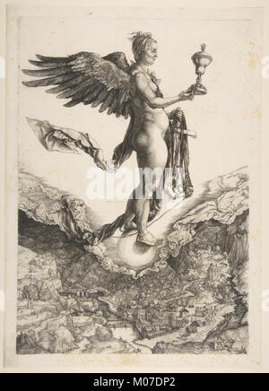 The sculpture titled 'Nemesis (The Great Fortune)' MET DP820486 represents a figure from ...