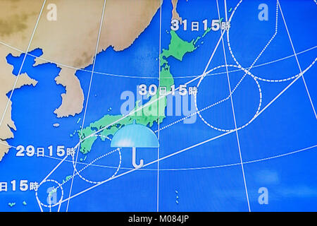 Japan, Japanese TV Weather Forecast For Rain and Cloud Stock Photo - Alamy