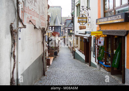 Ruedesheim, Germany - February 24, 2017: Sign Drosselgasse 'Drossel ...