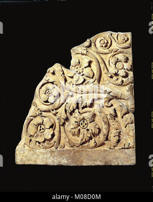 This marble acroterion, a decorative architectural element, features ...