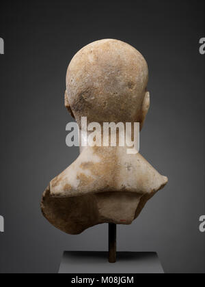 This classical marble portrait of a man shows detailed craftsmanship ...