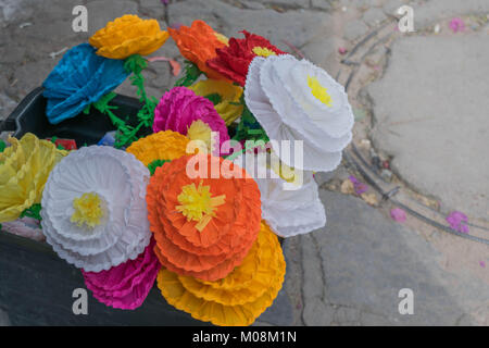 An assortment of fake flowers, in many different colors, in Mexico ...