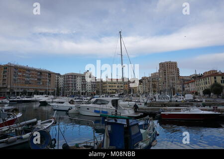 Savona Italy port buildings, harbor for yacht, fishing boat and ships ...