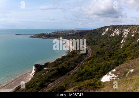 View of Folkestone East Cliffs and Warren Country Park, Copt point ...