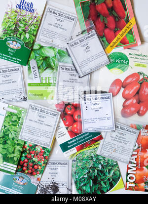 Tomato vegetable seeds packets Stock Photo - Alamy