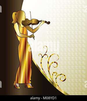Violinist woman illustration. Violinist woman is playing music with ...