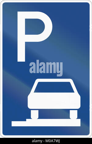 German road sign - Parking position at the sidewalk Stock Photo - Alamy