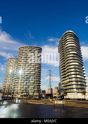 High-rise apartment buildings at Royal Victoria Dock, London, England ...