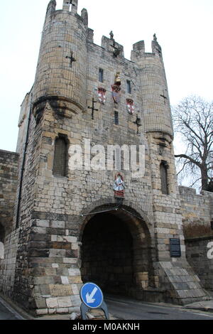 Micklegate Bar gateway through the city walls at York Yorkshire England ...