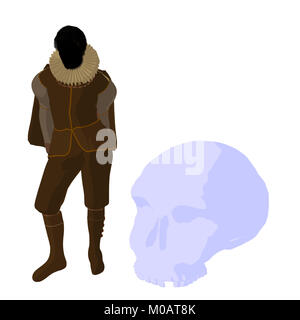William Shakespeare with skull on a white background Stock Photo - Alamy