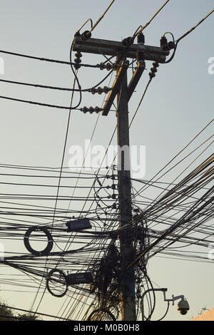 A tangle of utility lines, Chiang Mai, Thailand Stock Photo - Alamy