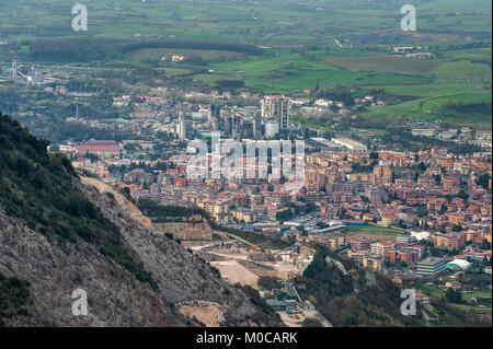 Aerial view of Colleferro, one of the most polluted cities in Italy ...